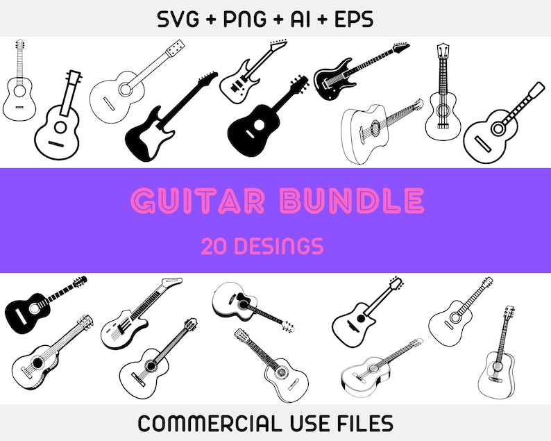 Guitar Bundle Svg guitar Svg Guitars Svg Instruments - Etsy