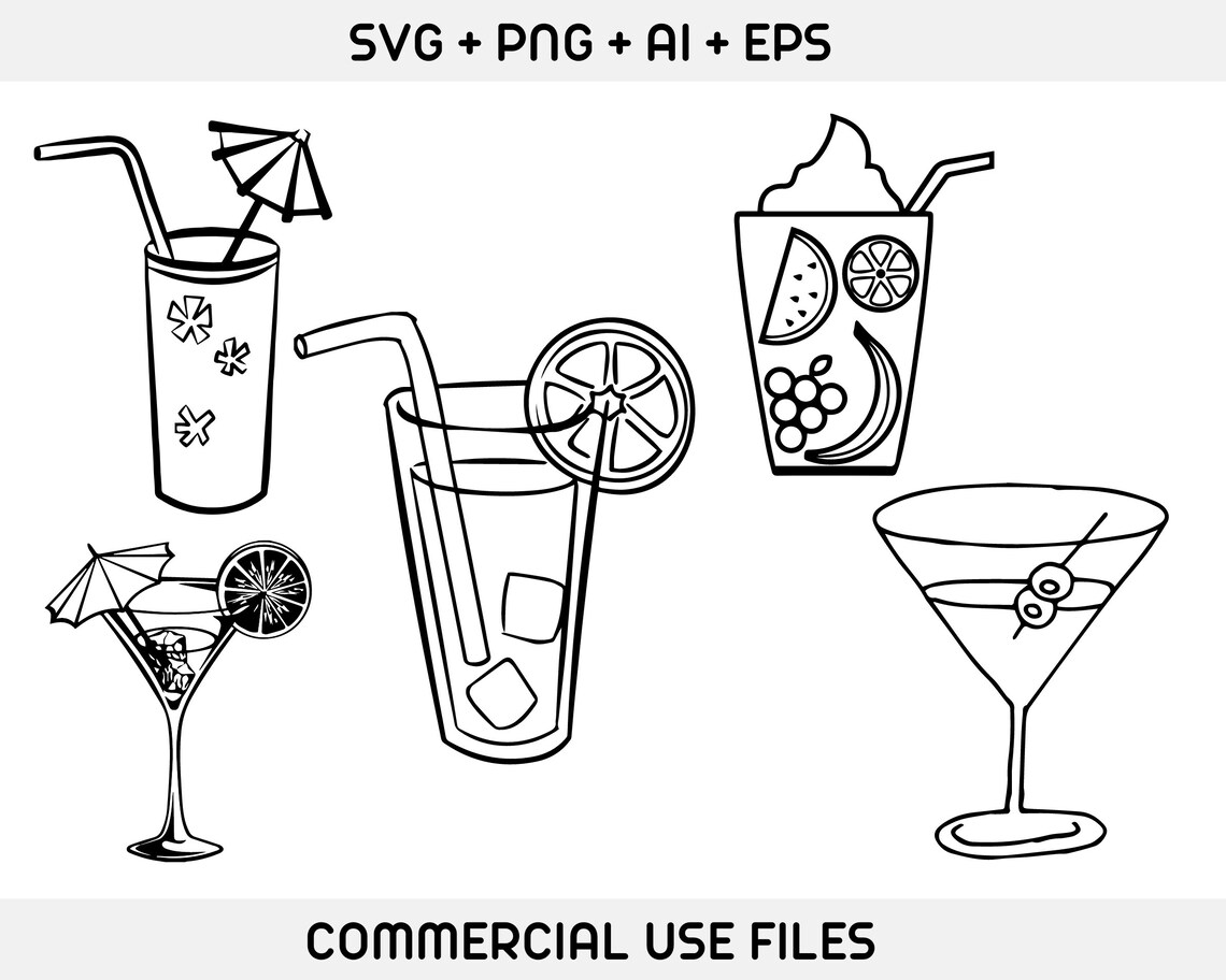 Cocktails SVG, Cocktail Party SVG, Cocktail Clipart, Cocktail SVG ...