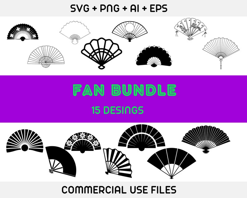 Fan Svgfan Svg Bundle Hand Fan Svg Japanese Fan Svg - Etsy Canada