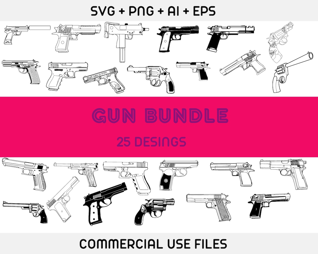 Guns SVG, Military Weapon Svg, Pistol Svg, Weapon Svg, Clipart ...