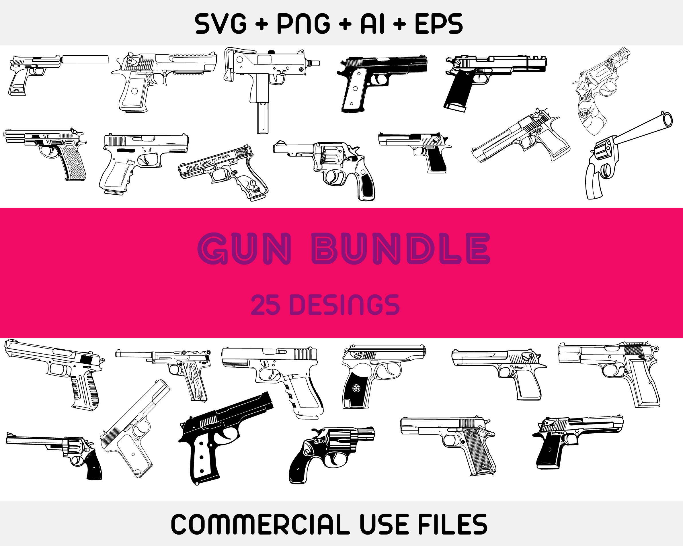 Guns SVG, Military Weapon Svg, Pistol Svg, Weapon Svg, Clipart ...