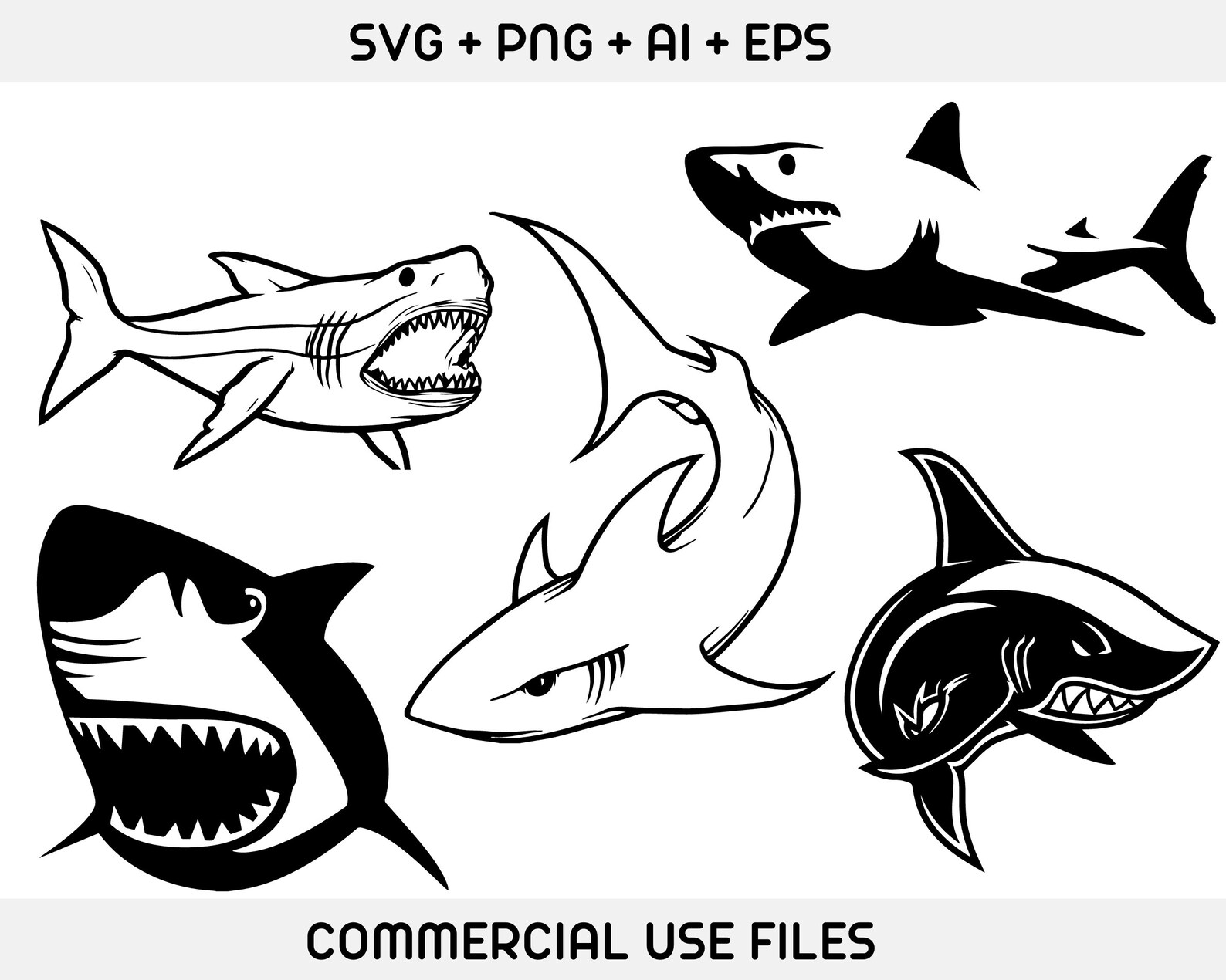 Shark Svg Bundle, Shark Fish Svg, Shark Design Svg, Animal Svg, Baby ...