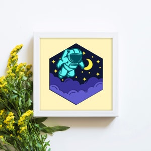 Space Cosmonaut Shadow Box SVG Template Star Astronaut - Etsy