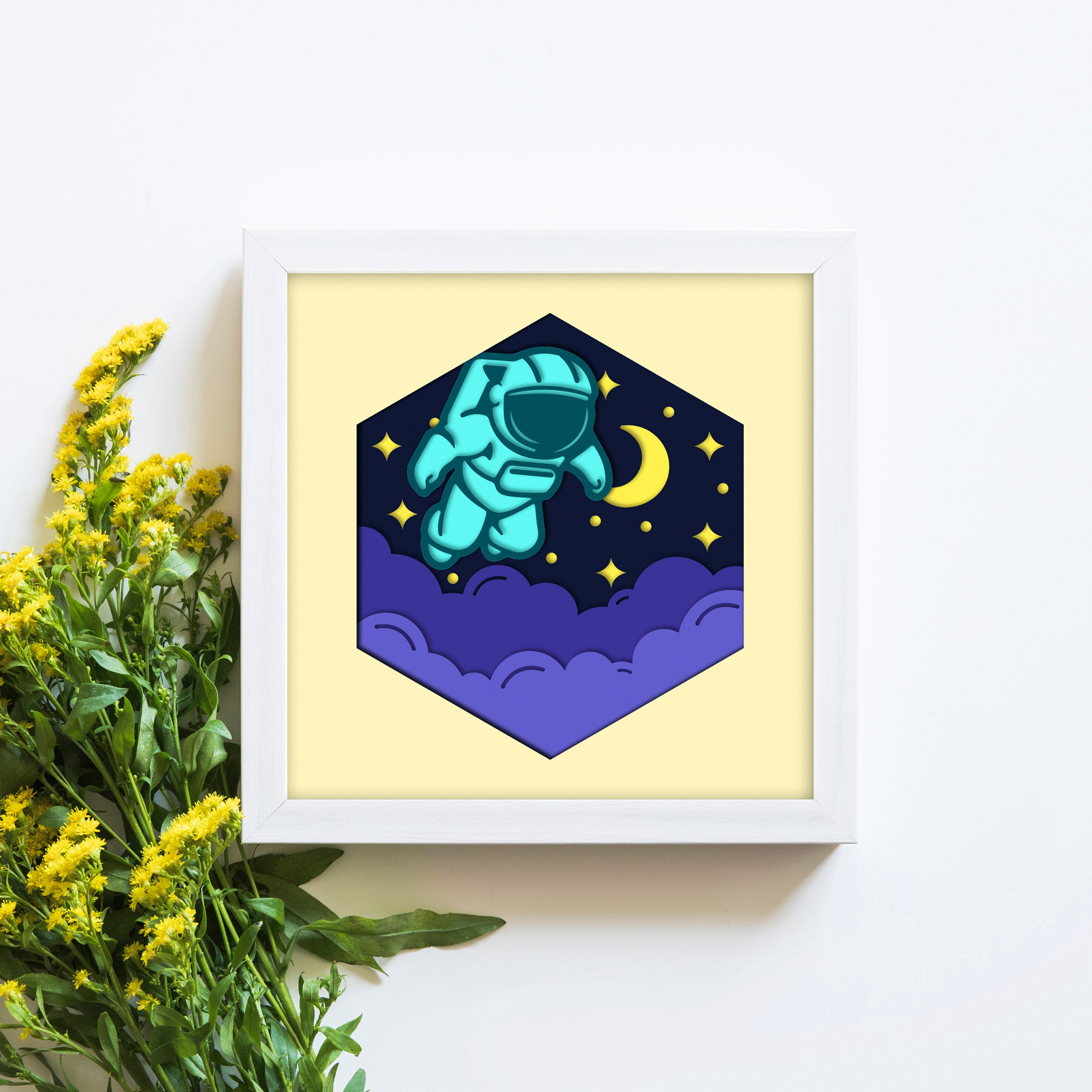 Space Cosmonaut Shadow Box SVG Template Star Astronaut - Etsy