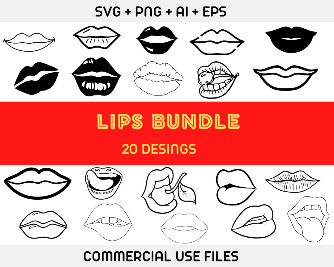 Lips Svg Bundle, Lips Svg, Kiss Svg, American Lips Svg, Kiss Design ...