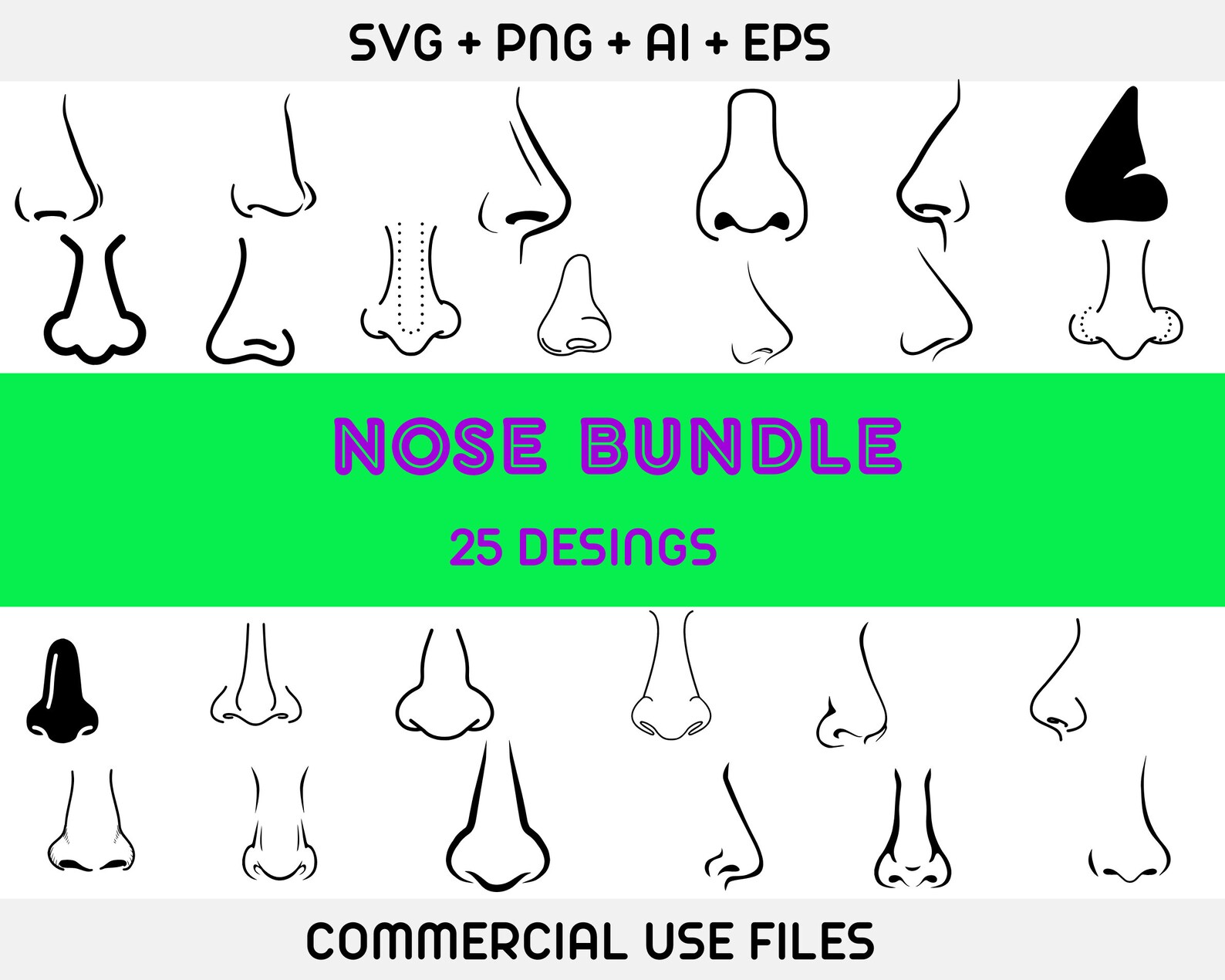 Nose Svg, Nose Clipart, Nose Svg Bundle , Nose Silhouette, Nose Cricut ...