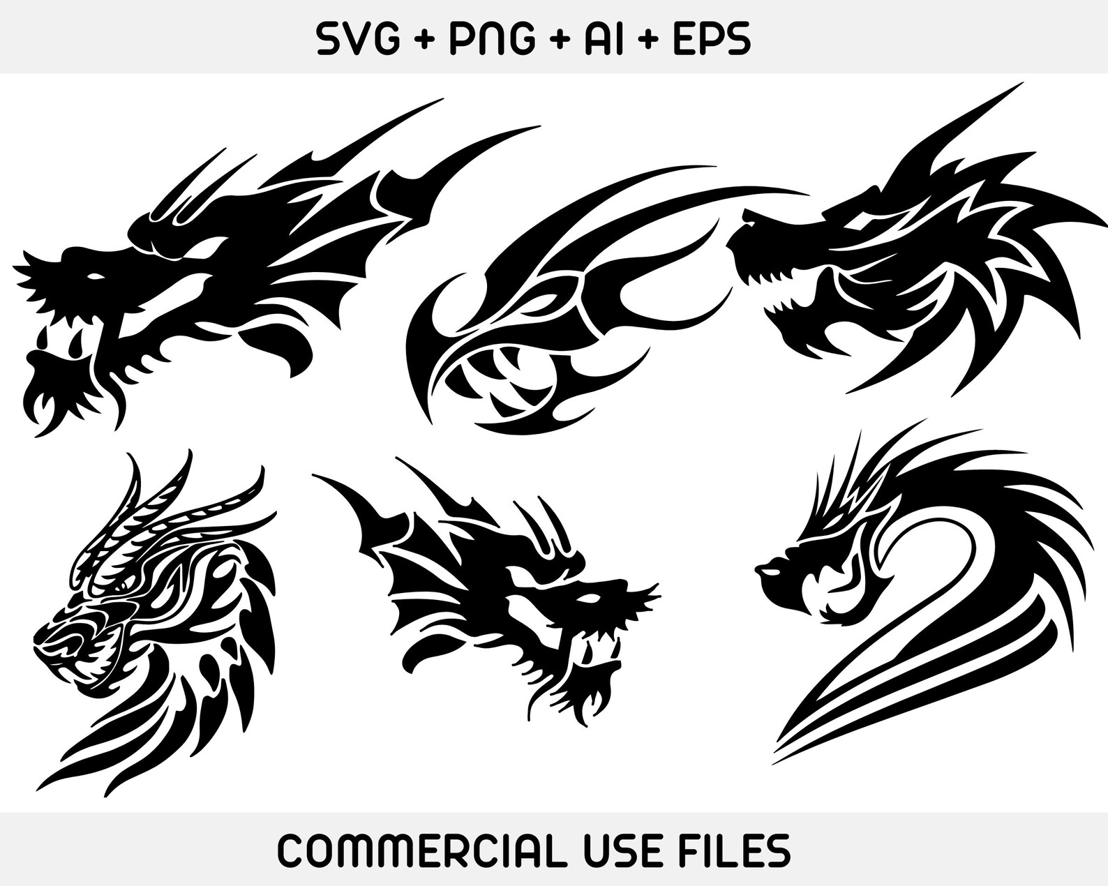 Dragon Svg Tribal Dragon Svg Dragon Silhouette Cartoon - Etsy