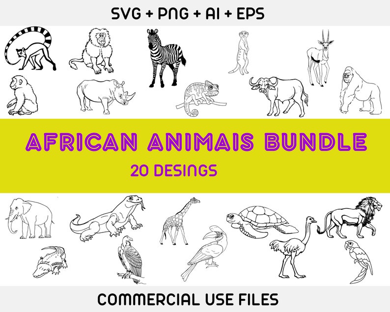 African Animal SVG, African Animal Silhouette, Animal Bundle SVG ...