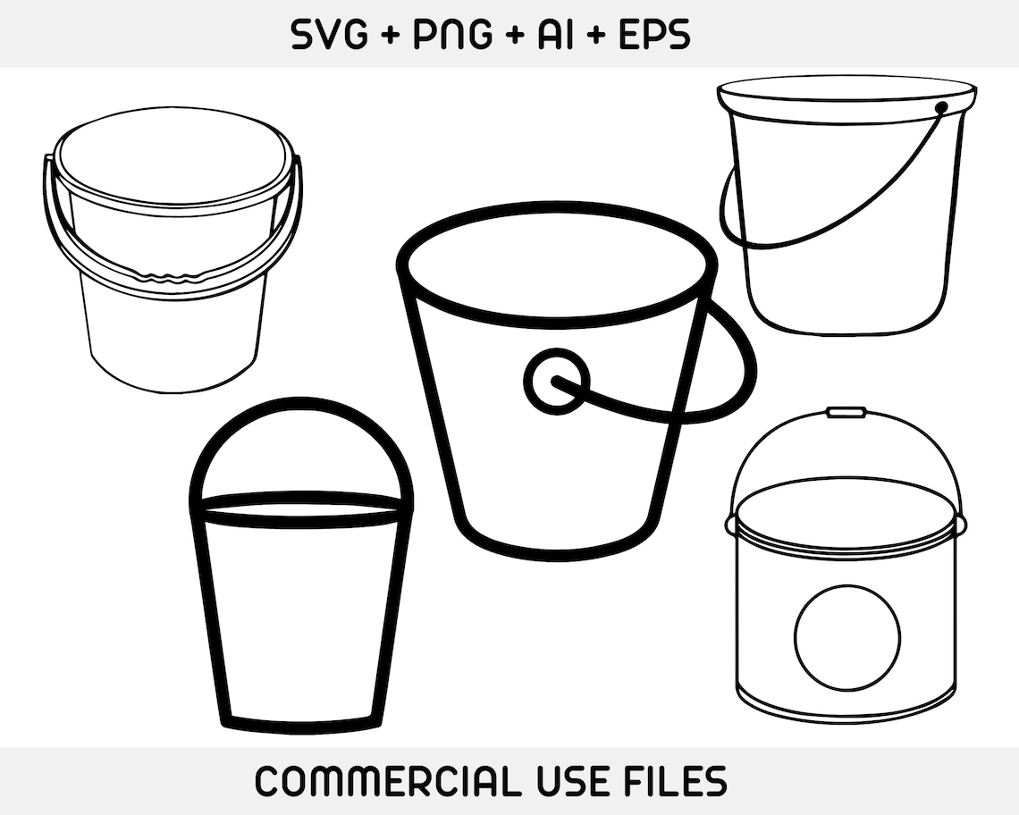 Bucket Svg Bundle, Bucket Svg, Bucket Silhouette, Water Bucket Svg ...