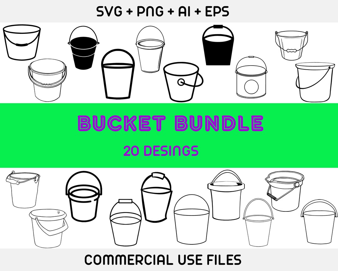 Bucket Svg Bundle, Bucket Svg, Bucket Silhouette, Water Bucket Svg ...