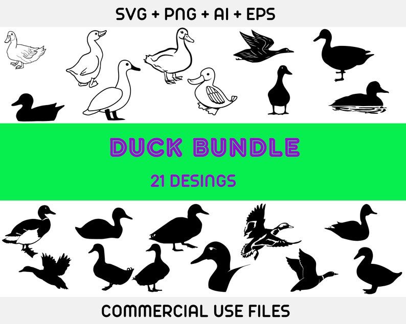 Duck SVG Animal Svgduck Silhouettesvg Cut Filesduck Bundle - Etsy