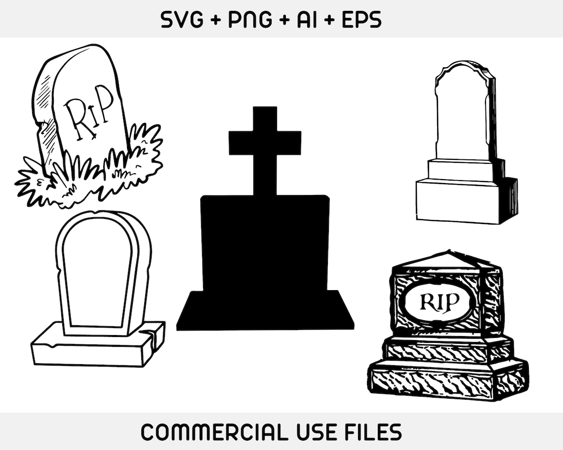 Tombstones SVG Graveyard SVG Halloween Graveyard Tombstones - Etsy