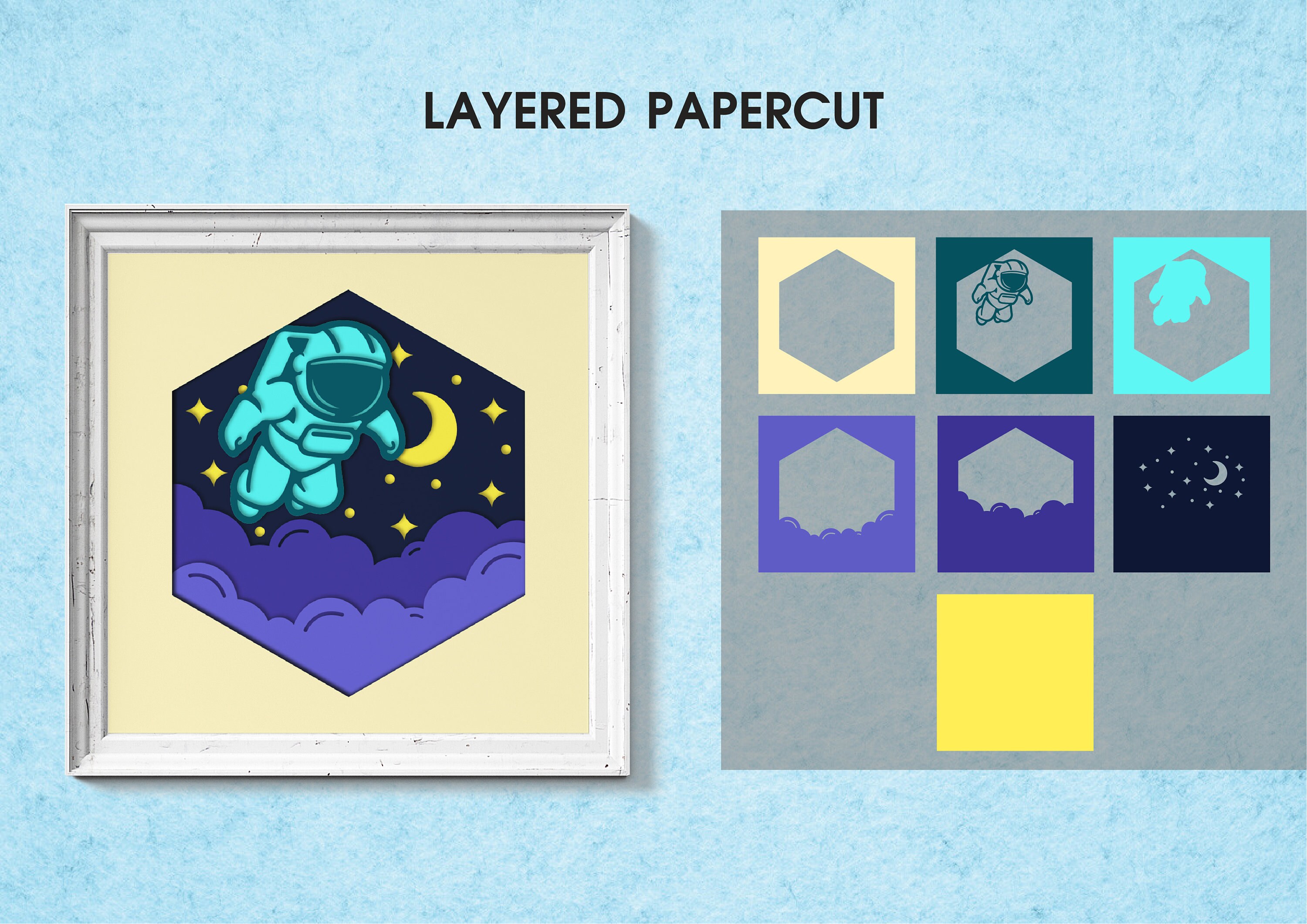 Space Cosmonaut Shadow Box SVG Template Star Astronaut - Etsy