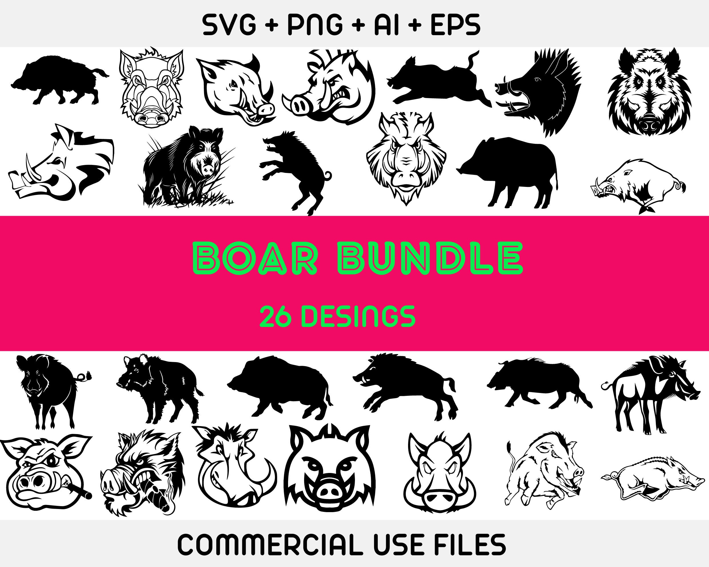 Boar SVG Bundle, Boar Face Svg,boar Vector, Boar Cut Files,boar Svg ...