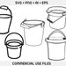 Bucket Svg Bundle, Bucket Svg, Bucket Silhouette, Water Bucket Svg ...