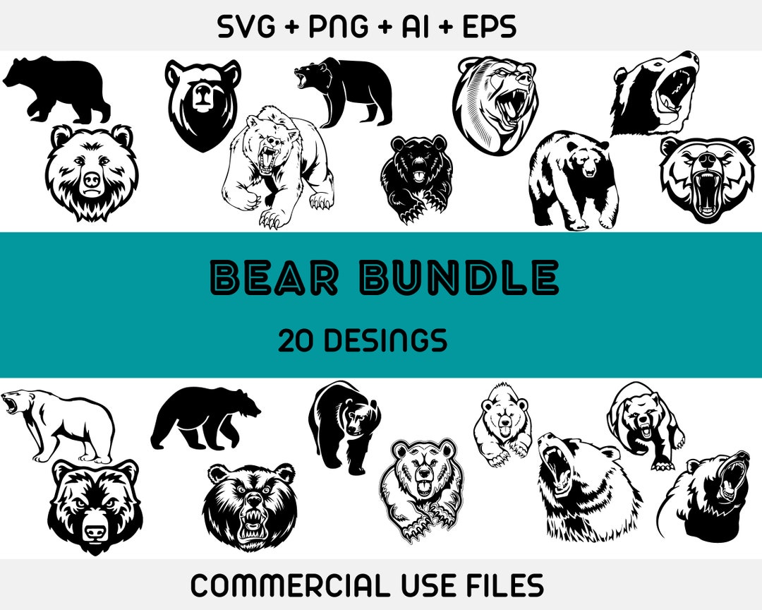 Grizzly Bear SVG Files Cricut, Bear Clipart, Grizzly Bear SVG, Bear SVG Bundle, Bear Svg, Wild ...