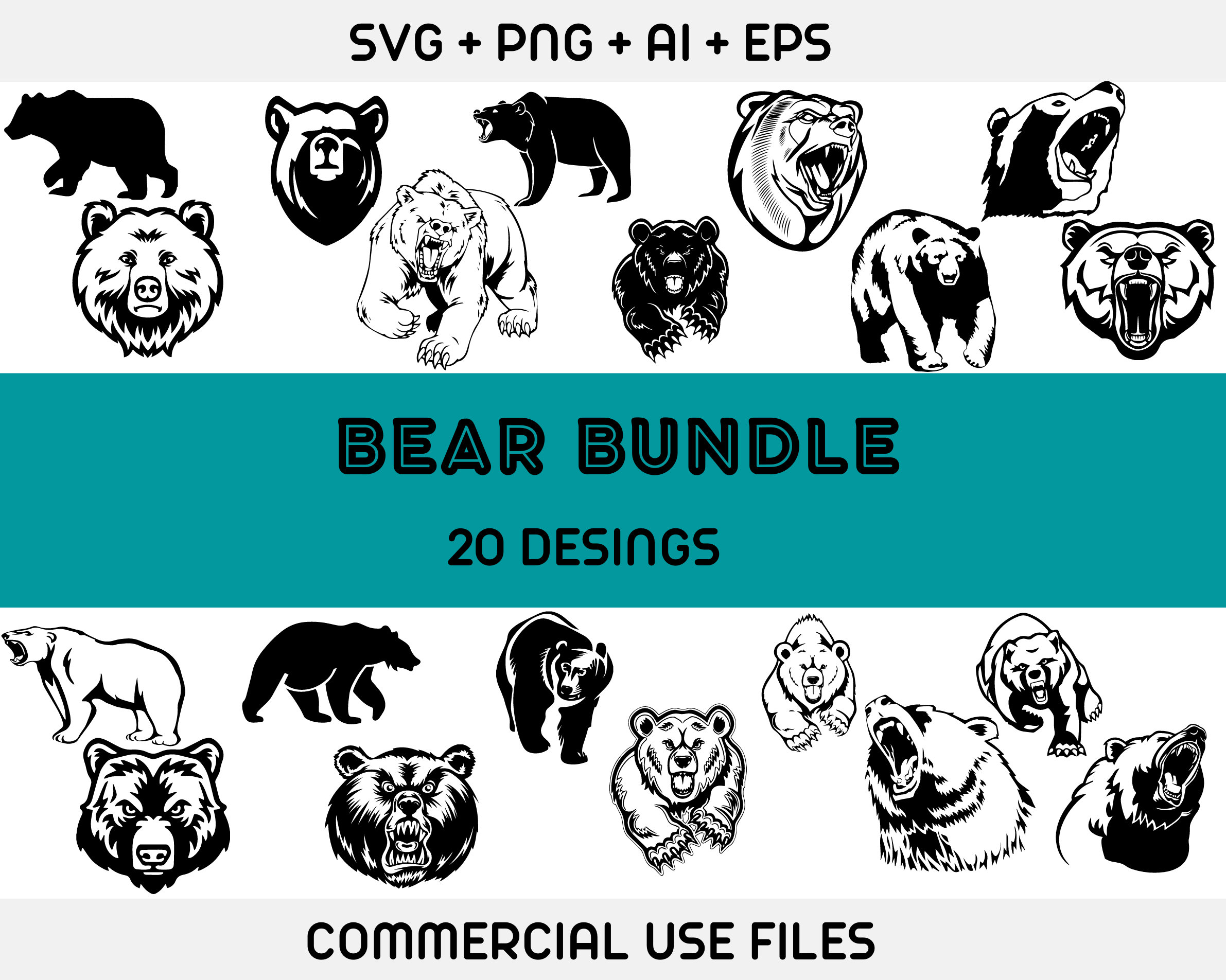 Grizzly Bear SVG Files Cricut Bear Clipart Grizzly Bear SVG - Etsy