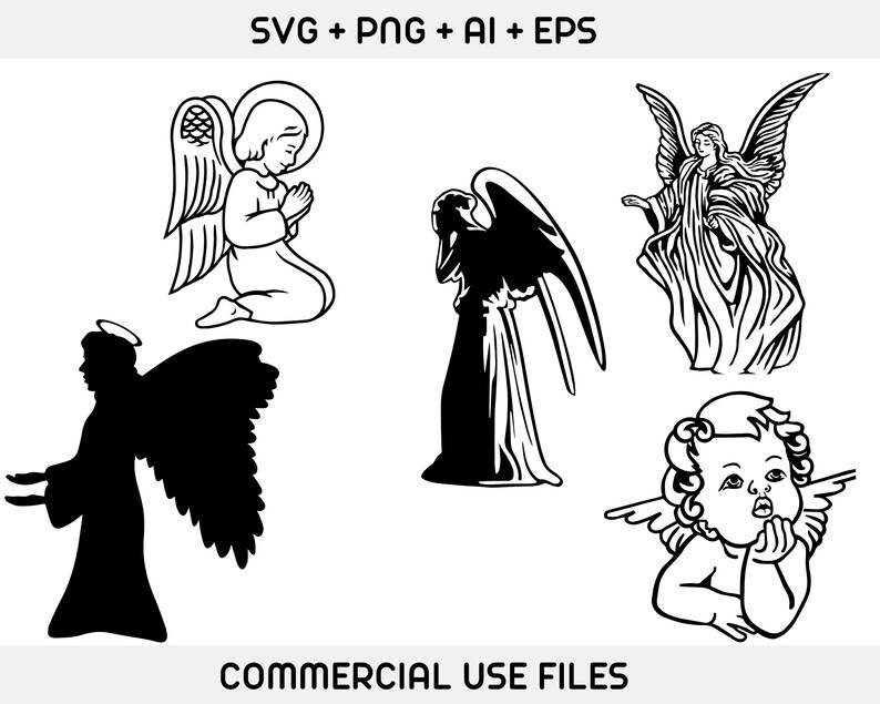 Angels Bundle Svg, Christmas Angels Svg, Christmas Decoration Svg ...