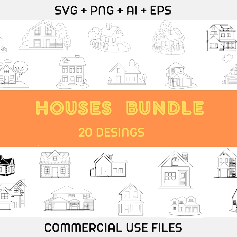 Little Houses Clipart - Etsy