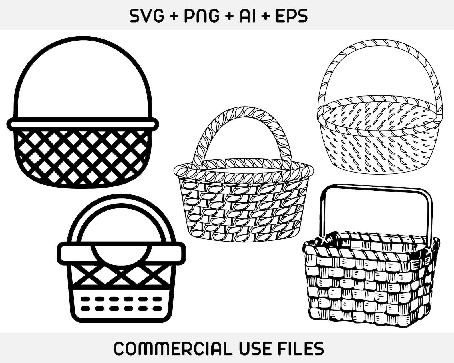 Basket SVG Basket Svg Bundle Easter Egg Basket SVG Wicker - Etsy