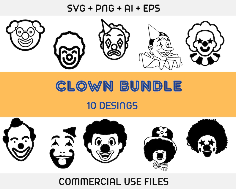Clown Svg Clown Png Clown Clipart Clown Vector Party Hat - Etsy