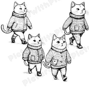 Cat Bundle Svg, Human Animal Svg, Retro Human Cat, Cat Human Wall Art ...