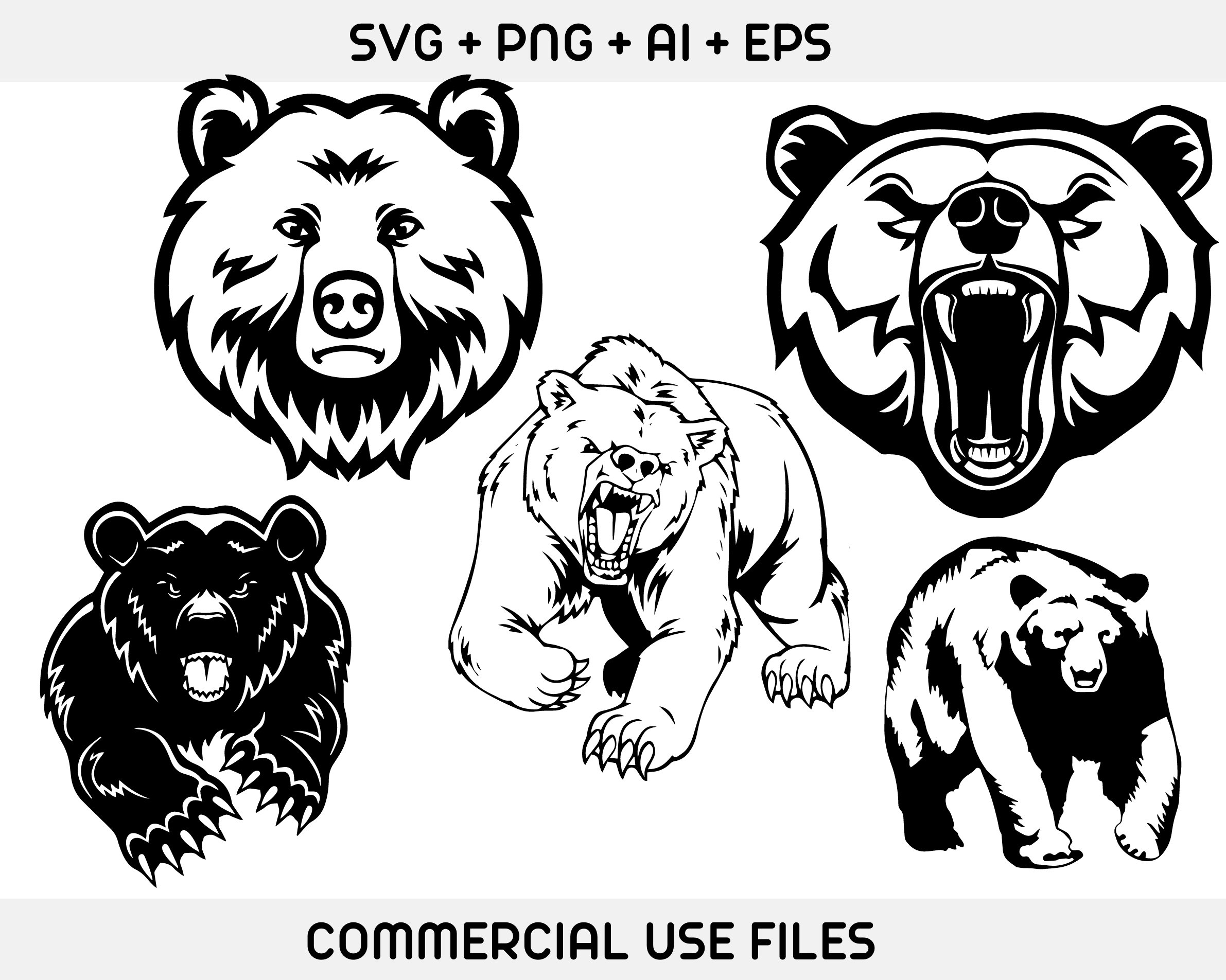 Grizzly Bear SVG Files Cricut Bear Clipart Grizzly Bear SVG - Etsy