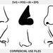 Nose Svg, Nose Clipart, Nose Svg Bundle , Nose Silhouette, Nose Cricut ...