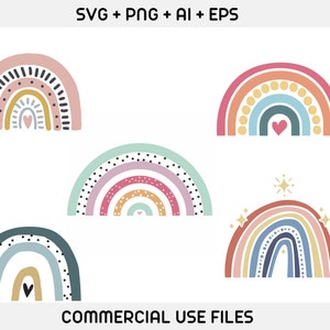 Rainbow Svg Bundle, Rainbow Svg, Rainbow Clipart, Rainbow With Heart ...