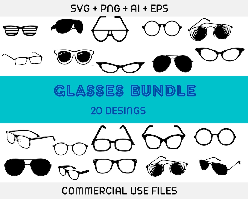 Glasses Svgeyeglasses Svg Bundle Sunglasses Svg Files for - Etsy