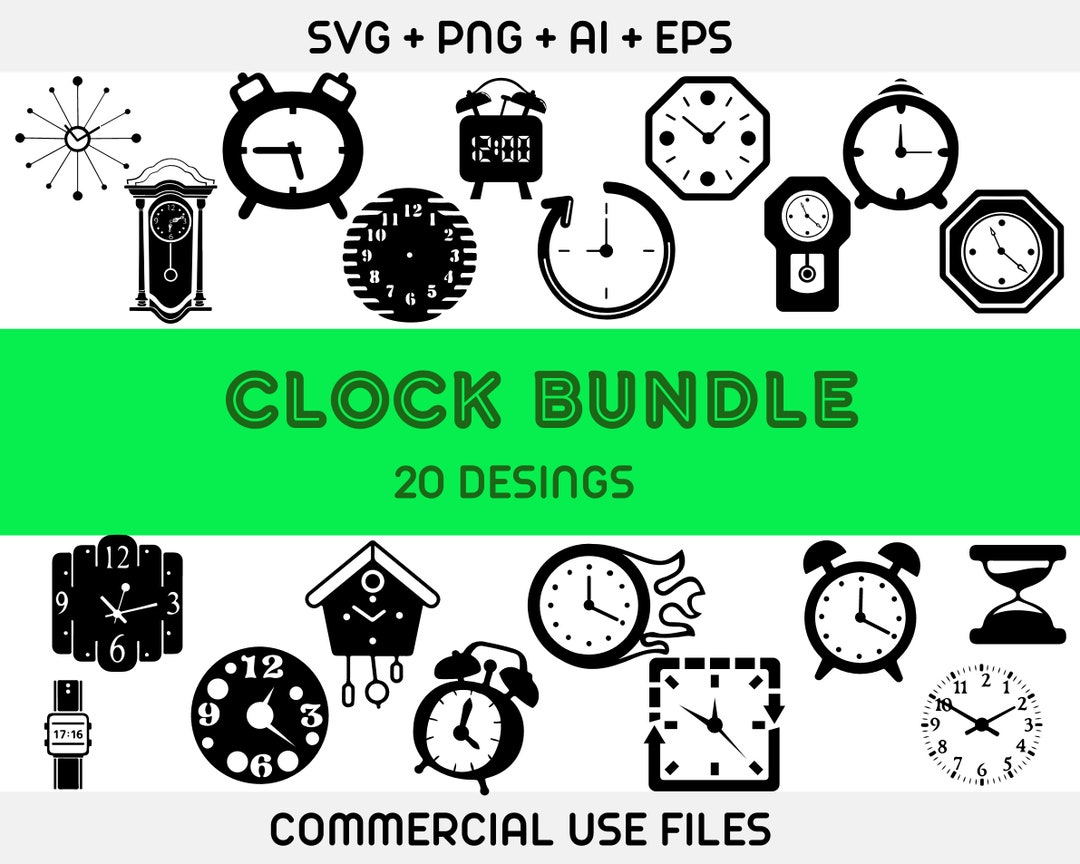 Clock Face SVG Bundle, Clock Numbers Svg, Clock Face Vector, Clock Face ...