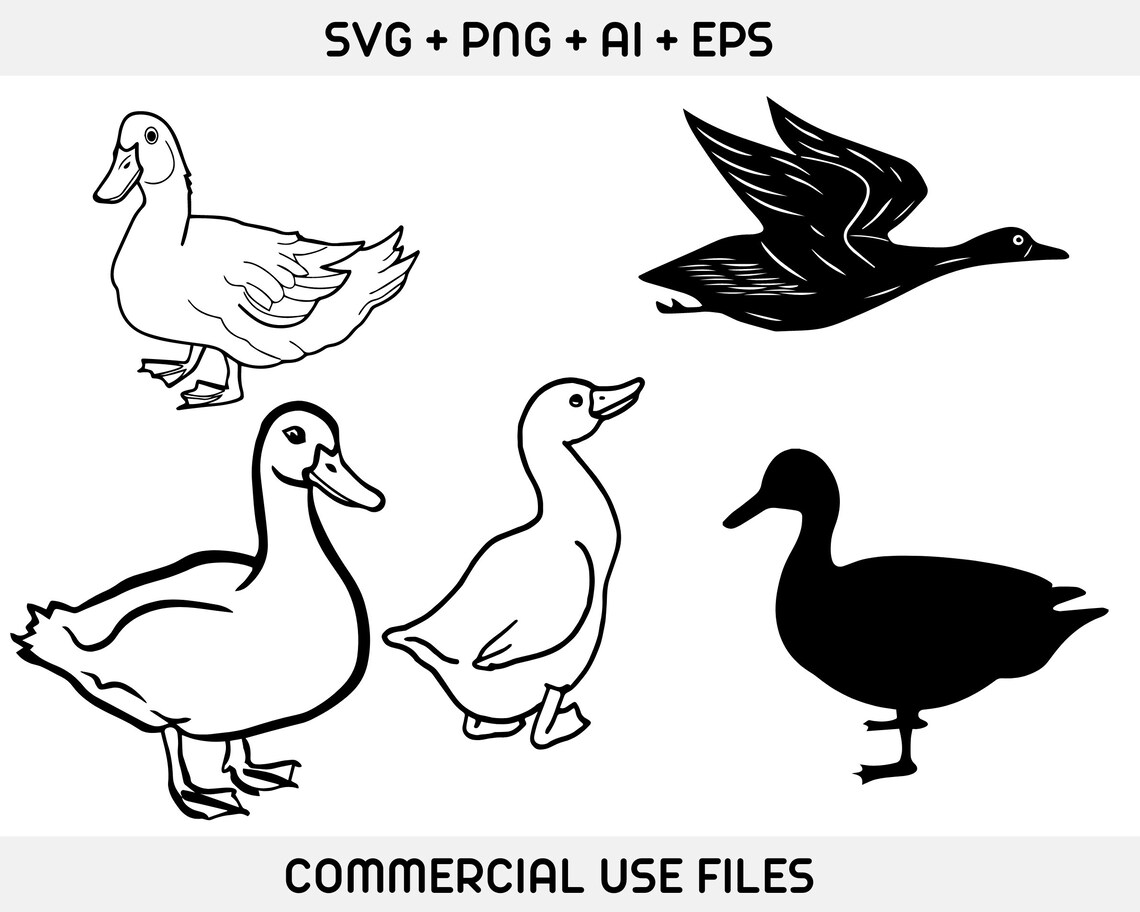 Duck SVG Animal Svgduck Silhouettesvg Cut Filesduck Bundle - Etsy