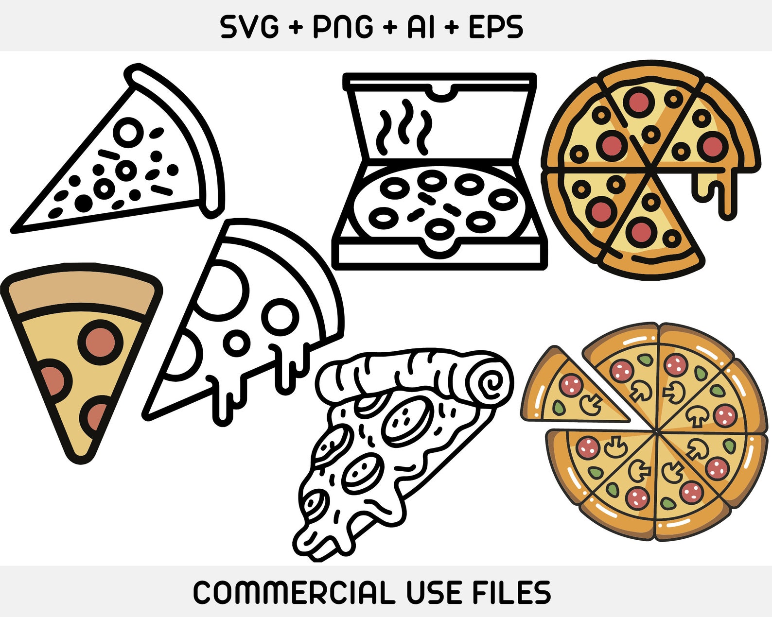 Pizza Svg Pizza Svg Bundle Food Svg Pepperoni Svg Pizza - Etsy