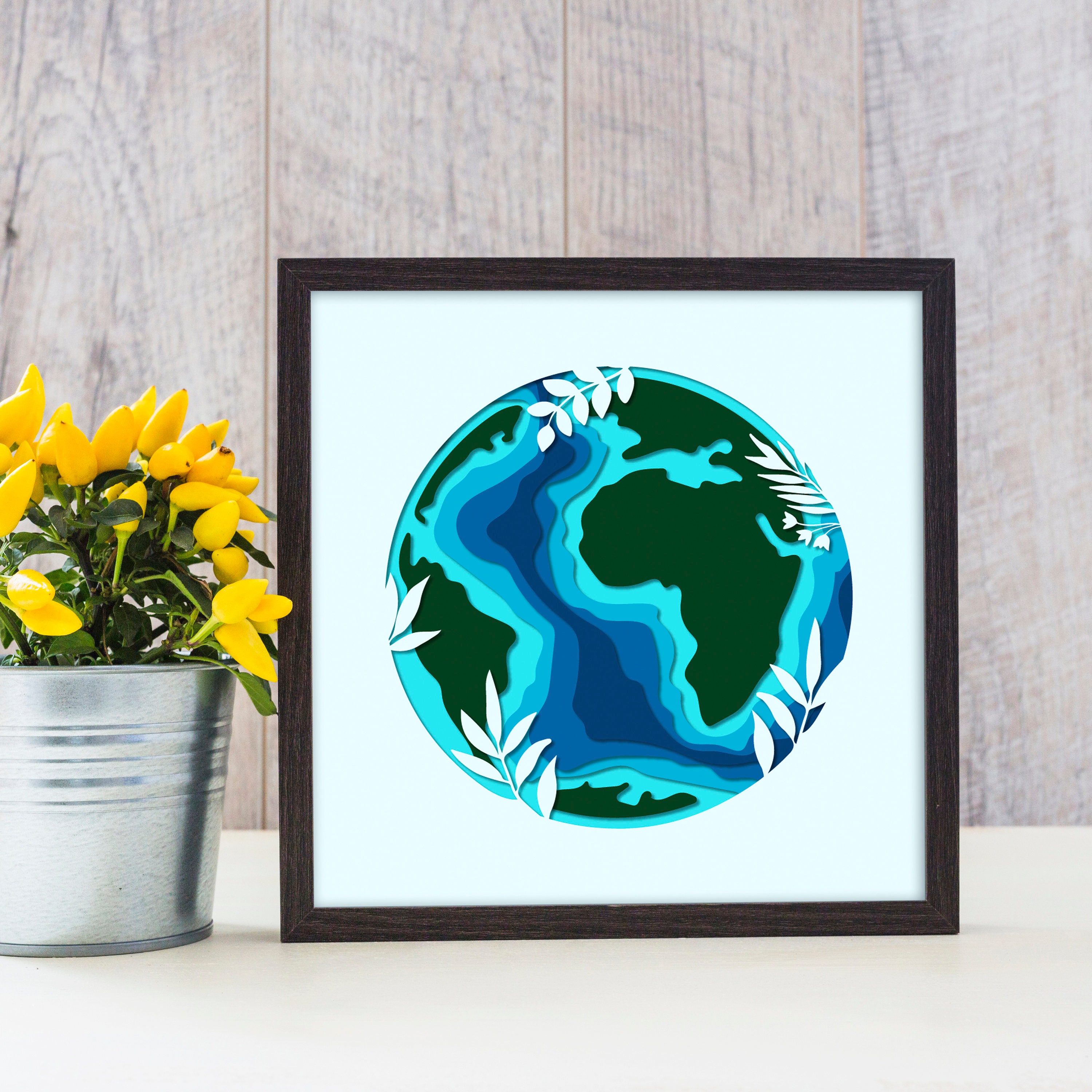 Earth Shadow Box Svg 3d Shadow Box Svg Earth Svg 3D Earth - Etsy