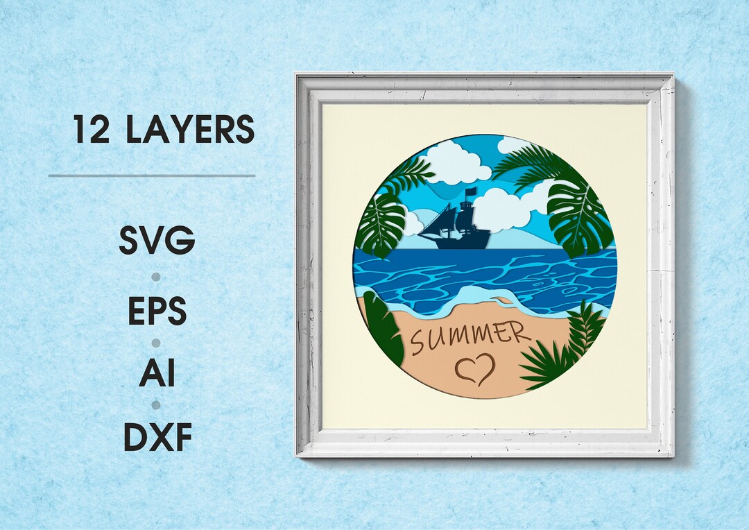 3d Summer Shadow Box Svg 3d Beach Svg 3d Layered Svg Files for Cricut ...