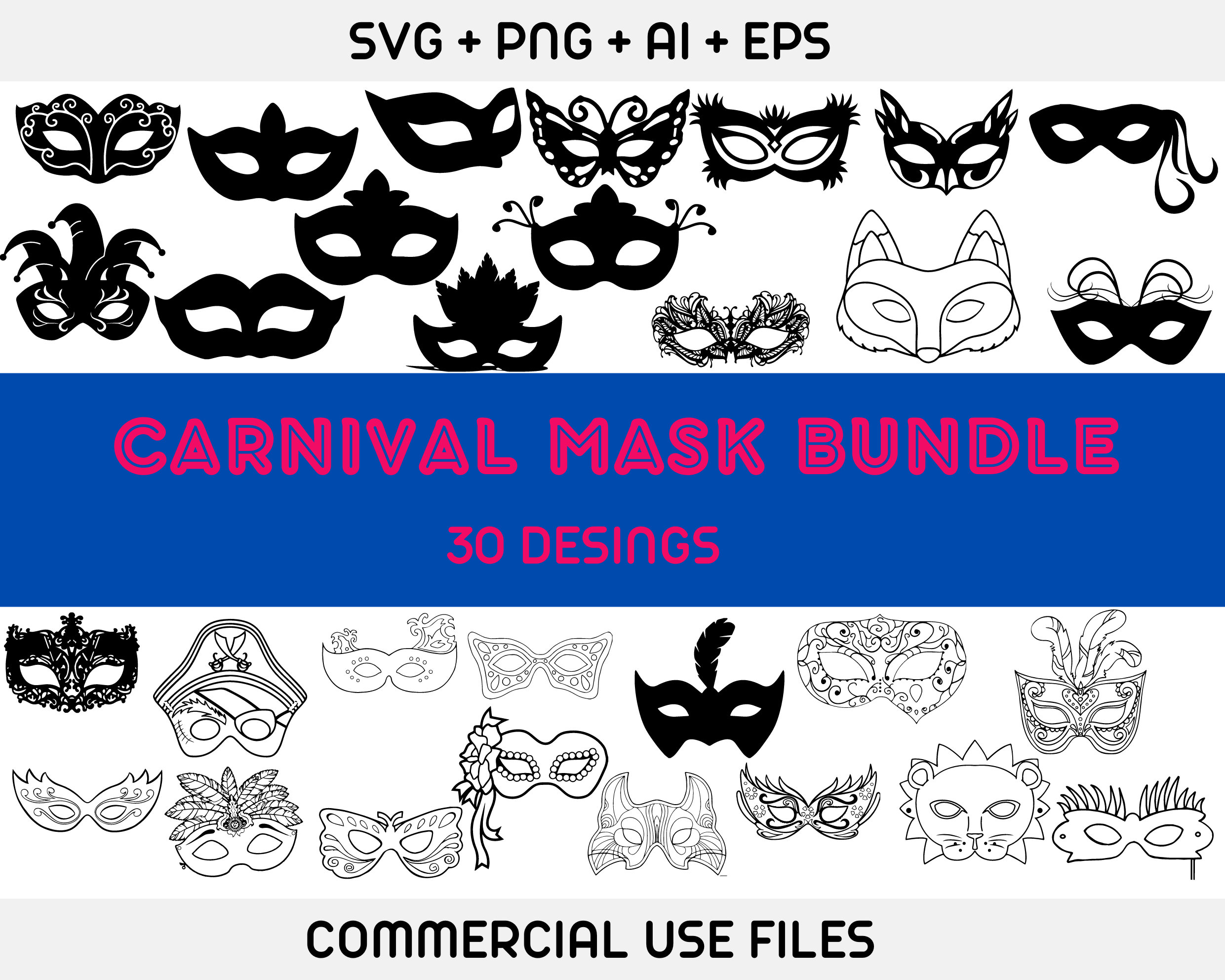 Carnival Mask Svg Carnival Mask Silhouette Venetian Masks - Etsy