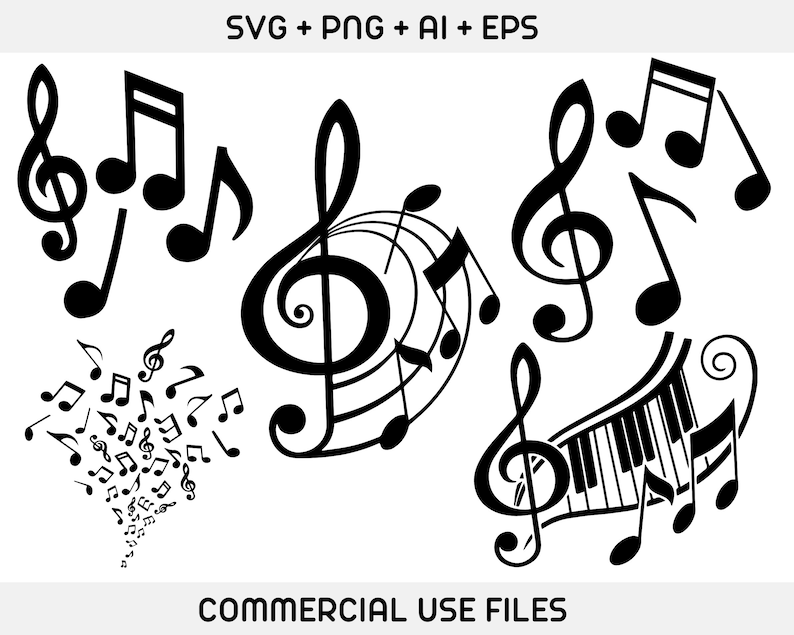 MUSICAL NOTES SVG Guitar Svg Musical Notes Clipart Music - Etsy