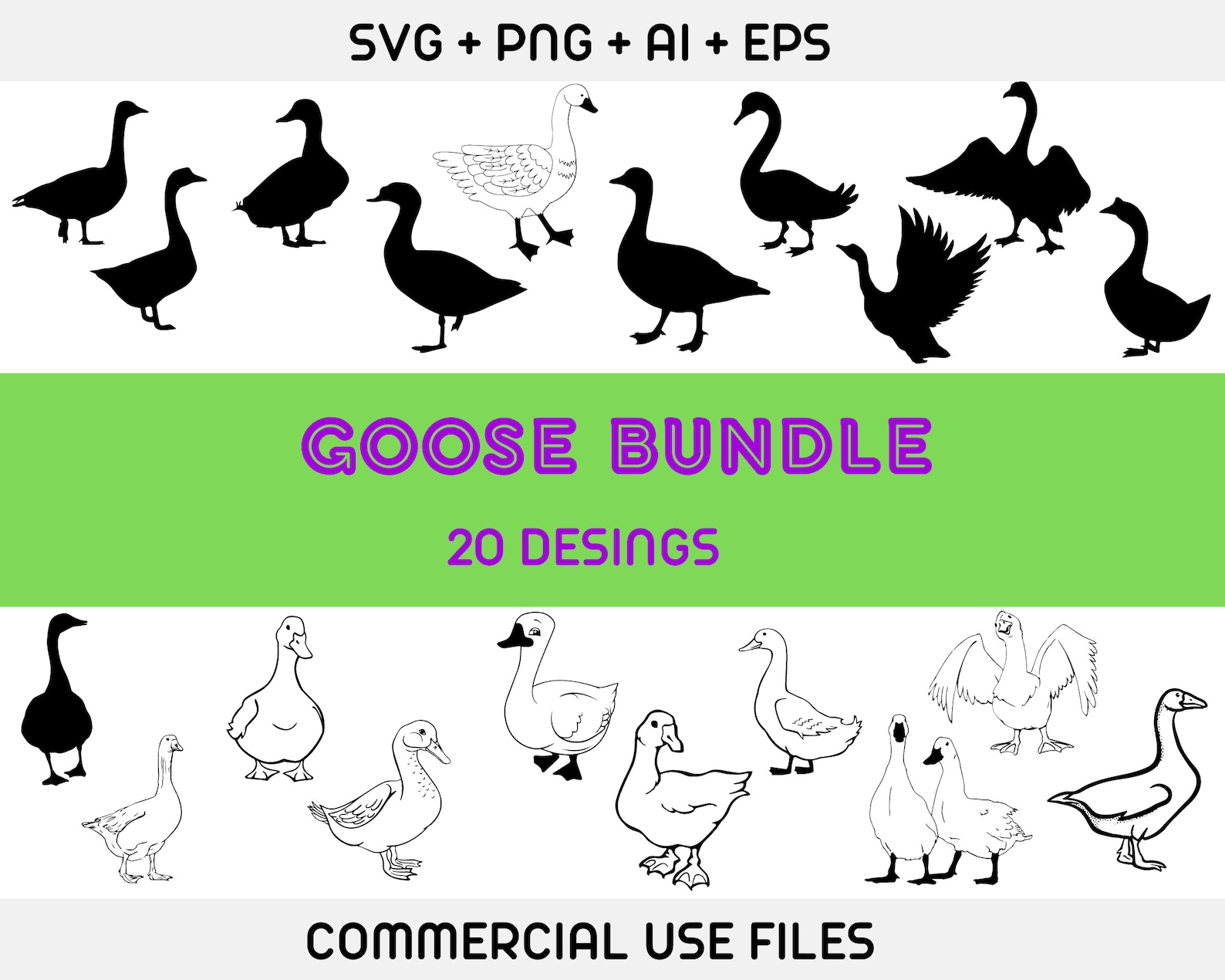 Goose SVG Cut File Flying Geese SVG Goose Silhouette - Etsy