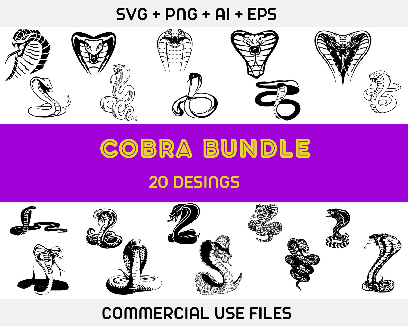 Cobra SVG Cobra SVG Bundle Cobra Clipart Cobra Files for - Etsy