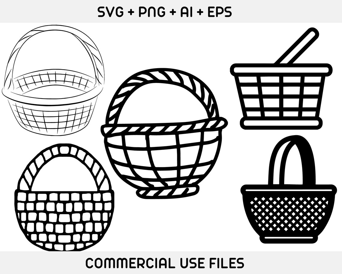 Basket SVG Basket Svg Bundle Easter Egg Basket SVG Wicker - Etsy