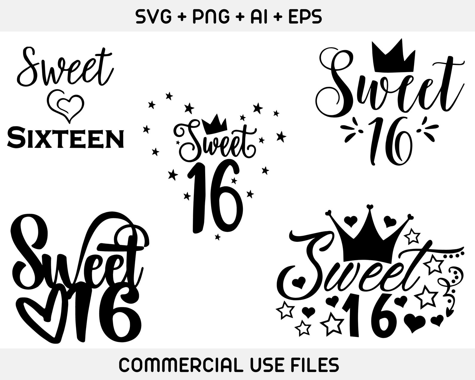 Sweet Sixteen Svg, 16th Birthday Svg, Birthday Queen Svg, 16 Birthday ...