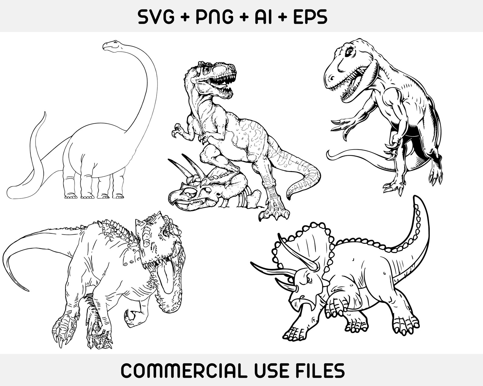 Dinosaur Svg Bundle, Dinosaur Clipart, Dinosaur Silhouette Svg, T-rex ...