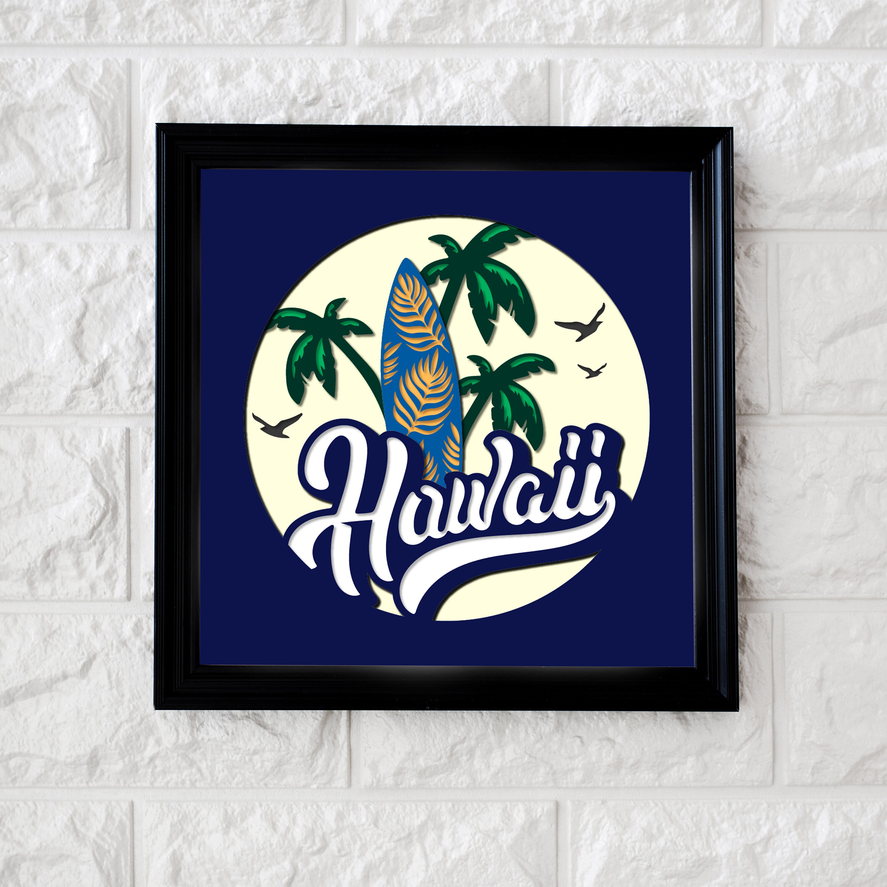 Hawaii Shadow Box Svg beach Shadow Box SVG Layered - Etsy