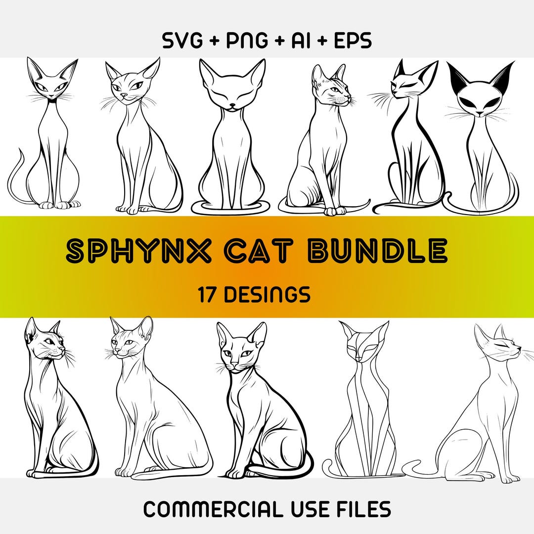 Sphynx Cat SVG Bundle, Digital Art Collection With SVG, PNG & Vector ...