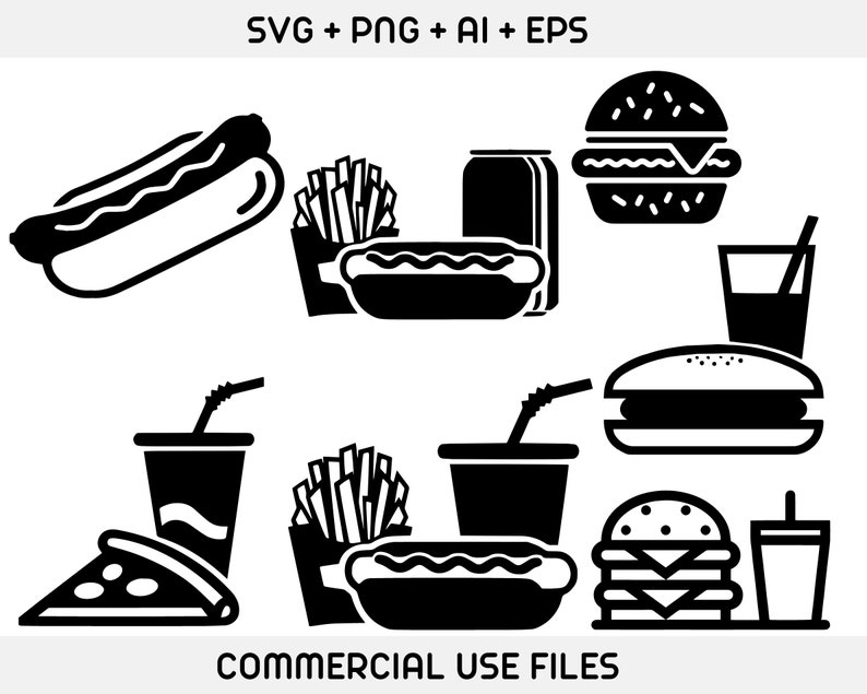 Fast Food Svg Bundle,fast Food Clipart, Fast Food Svg, Burger Svg,hot ...