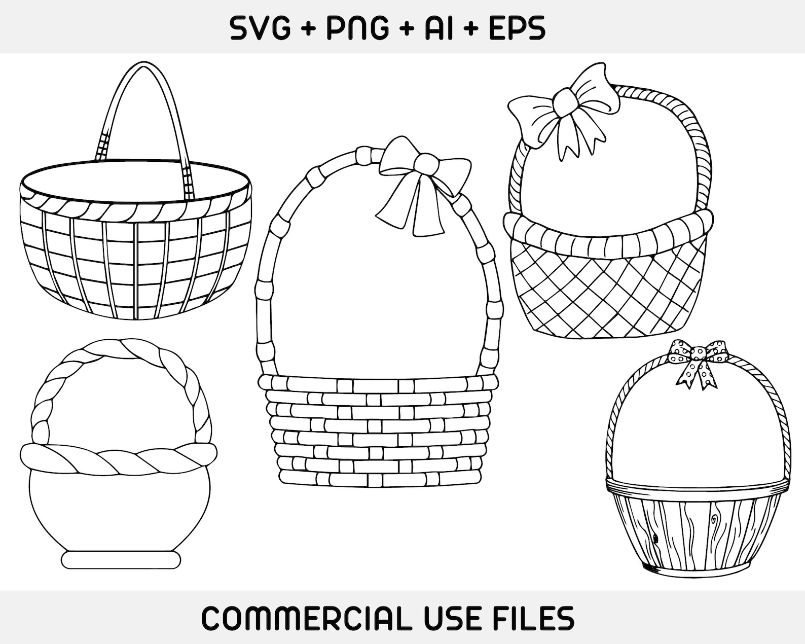 Basket SVG Basket Svg Bundle Easter Egg Basket SVG Wicker - Etsy