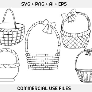 Basket SVG, Basket Svg Bundle, Easter Egg Basket SVG, Wicker Basket Svg ...