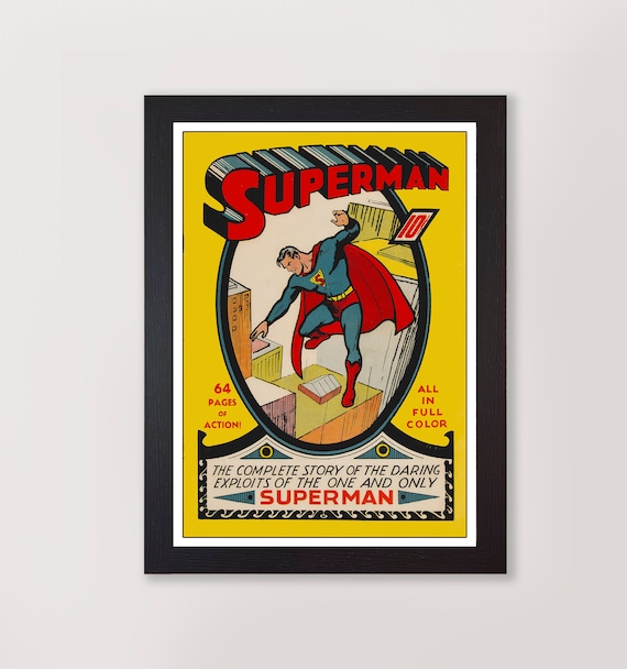 Framed Superman Issue 1 Vintage Comic Cover Reproduction | Etsy