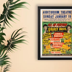 Vintage Everly Brothers 1958 Concert Poster Print / Available Framed ...