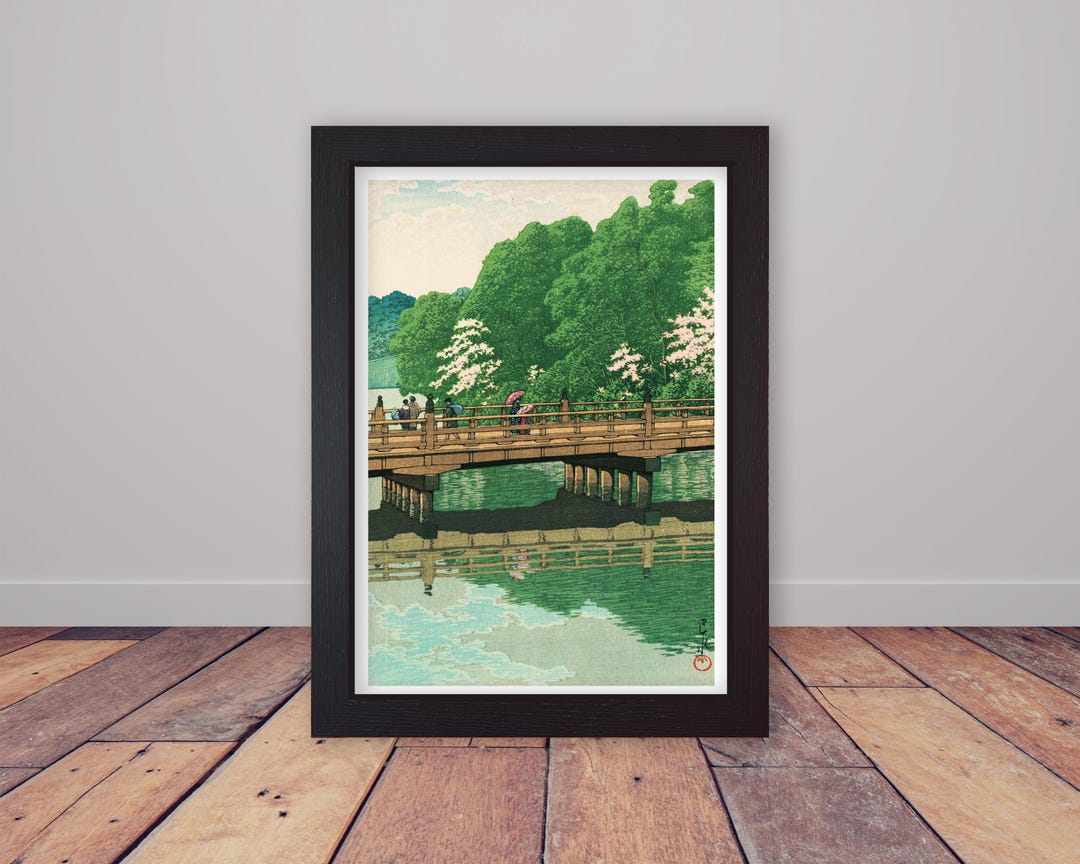 Framed Traditional Japanese Art Poster Print Benkei Bridge by Kawase ...